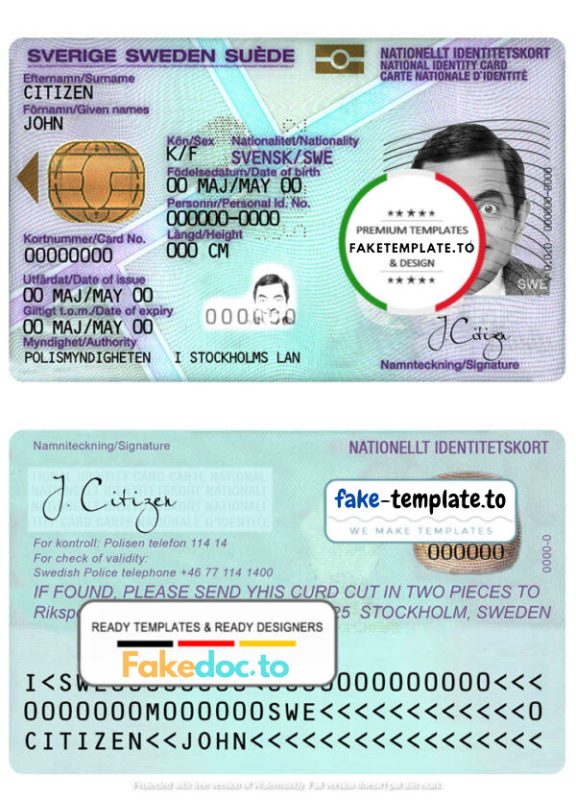 Sweden ID template in PSD format – FakeTemplate.cc