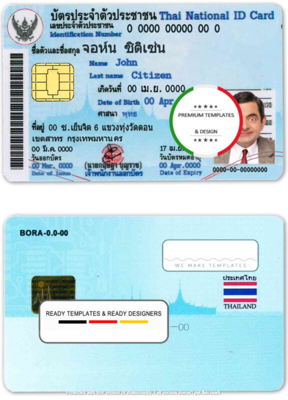 Thailand ID template in PSD format, fully editable – FakeTemplate.cc