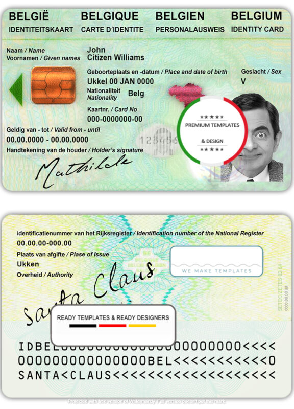 Belgium ID template in PSD format – FakeTemplate.cc