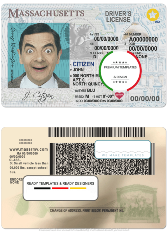 USA Massachusetts driving license template in PSD format, with the ...
