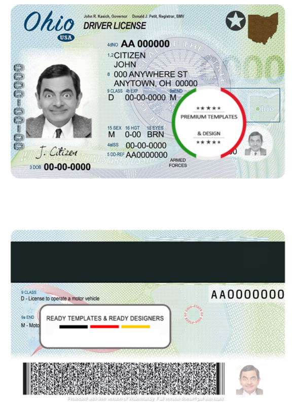 USA Ohio state driving license template in PSD format – FakeTemplate.cc