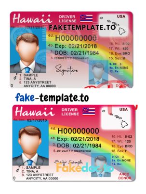 Hawaii Driver License Psd Template (Multi Version) – FakeTemplate.cc