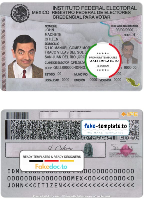 Mexico ID template in PSD format, fully editable – FakeTemplate.cc