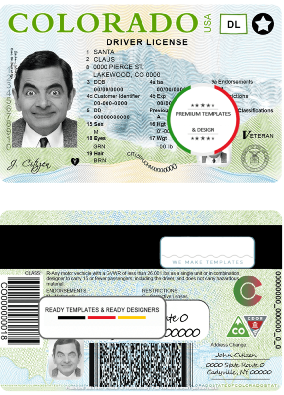 USA Colorado driving license template in PSD format – FakeTemplate.cc