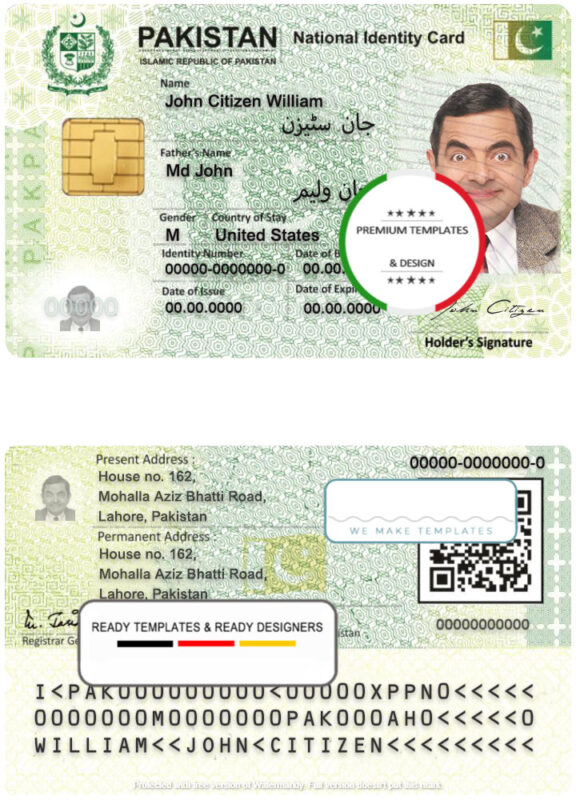Pakistan ID template in PSD format, fully editable – FakeTemplate.cc