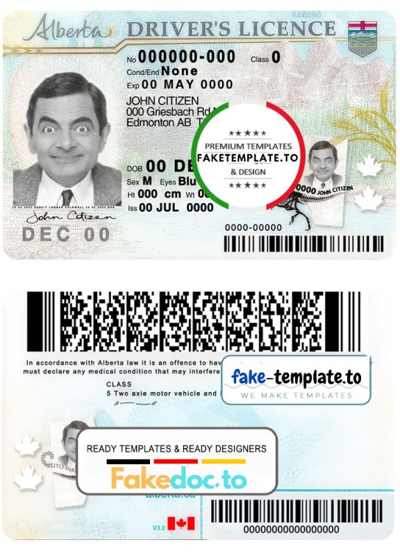 Alberta Drivers License Template – FakeTemplate.cc