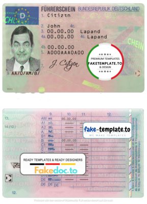 Germany driving license template in PSD format, fully editable, with ...