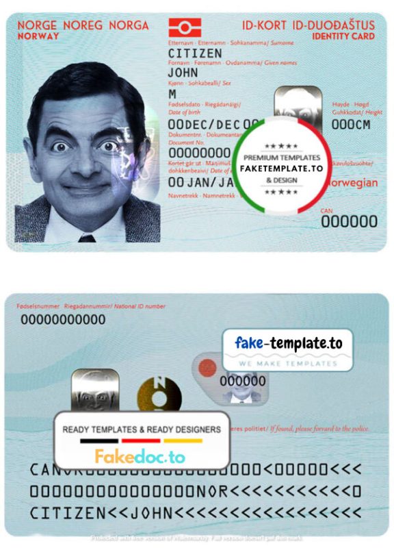 Norway ID template in PSD format, fully editable – FakeTemplate.cc