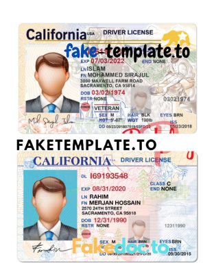 California Driver License Psd Template V1 & V2 (Multi Version ...