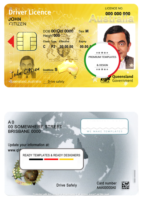 Australia Queensland state driving license template in PSD format ...