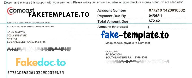 Comcast Payment Stub Psd Template: Comcast Pay Stub Proof of address ...