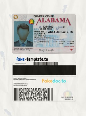 USA Alabama driving license template in PSD format – FakeTemplate.cc