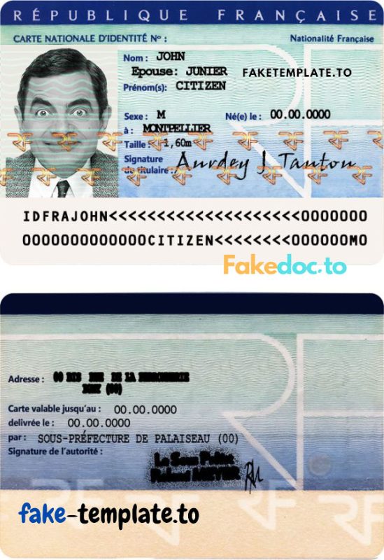 France ID template in PSD format – FakeTemplate.cc