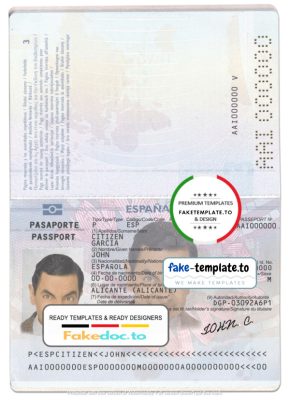 Spain passport template in PSD format, fully editable (till 2015 ...