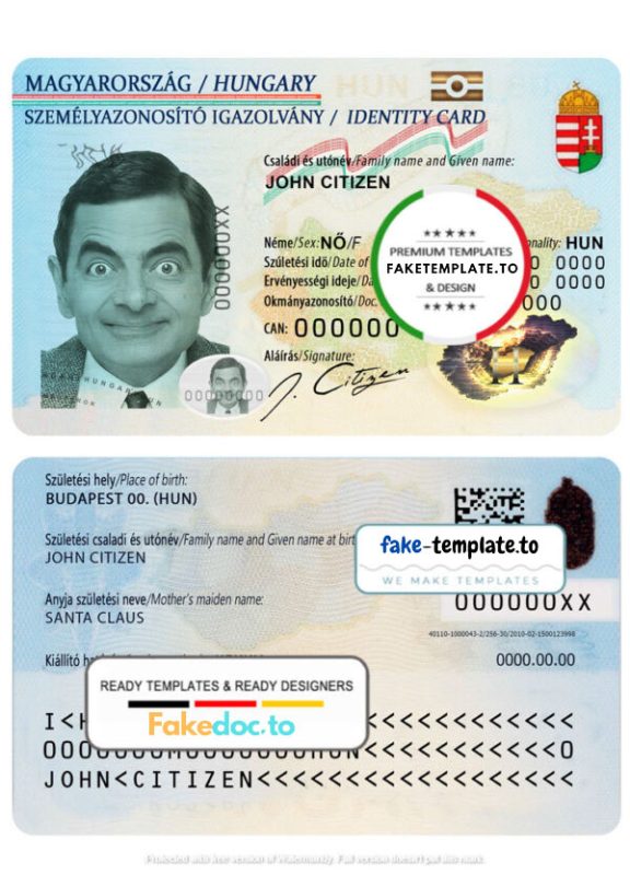 Hungary ID template in PSD format – FakeTemplate.cc