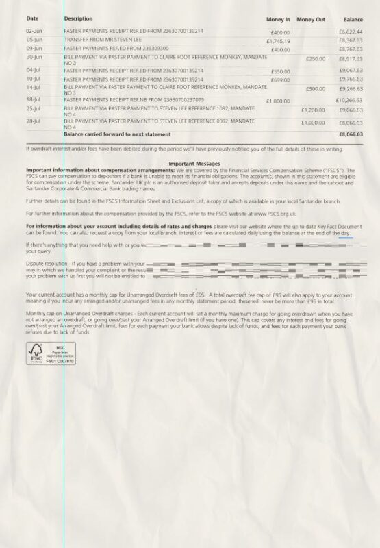 Santander Bank Statement Template – FakeTemplate.cc