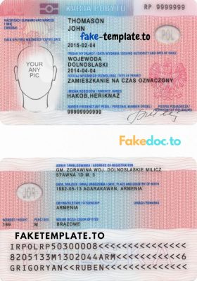 Poland ID Karta Pobutu Rezidence Permit 2011+ Editable PSD Template ...